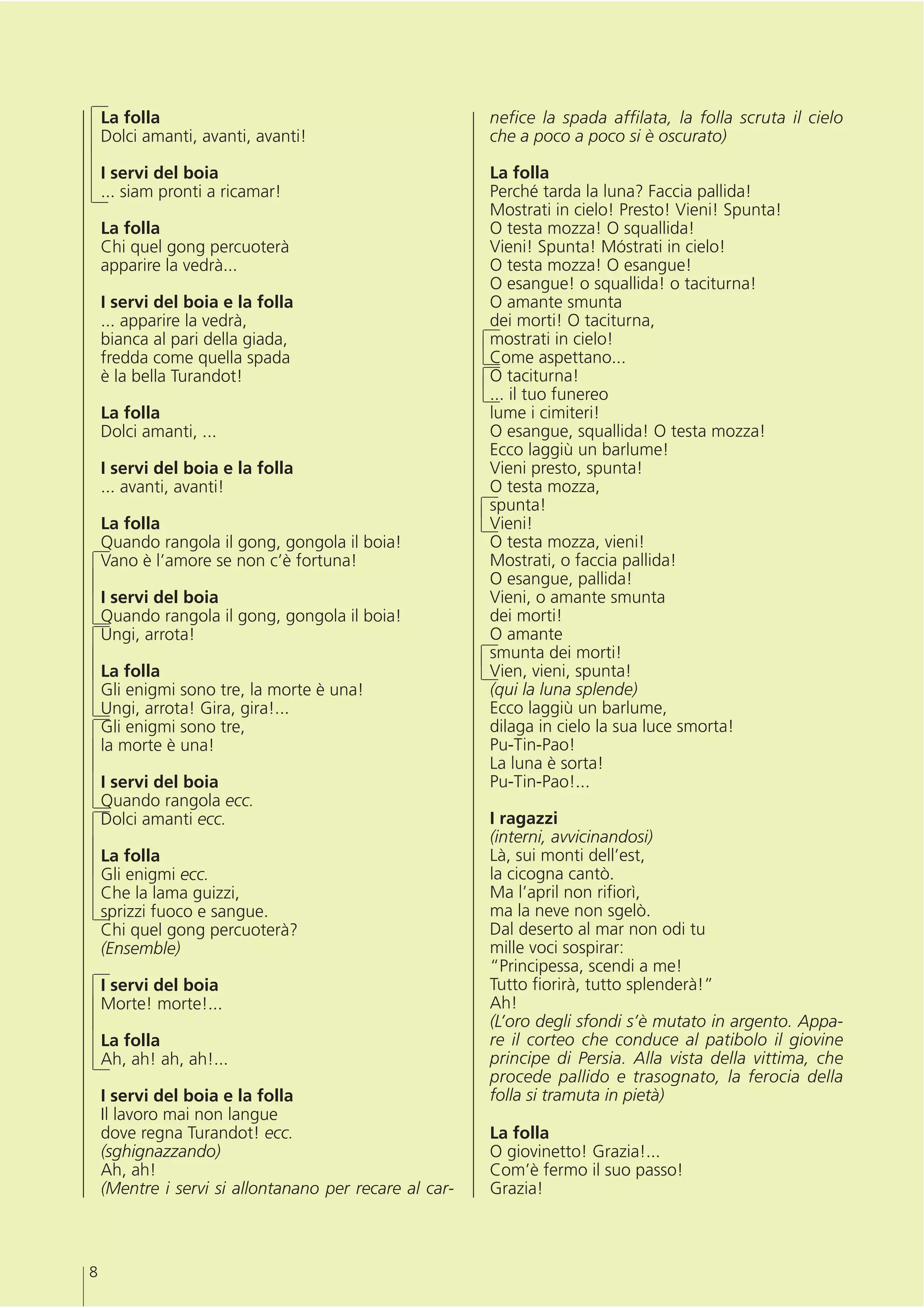 Turandot - Libretto integrale dell' opera | PDF
