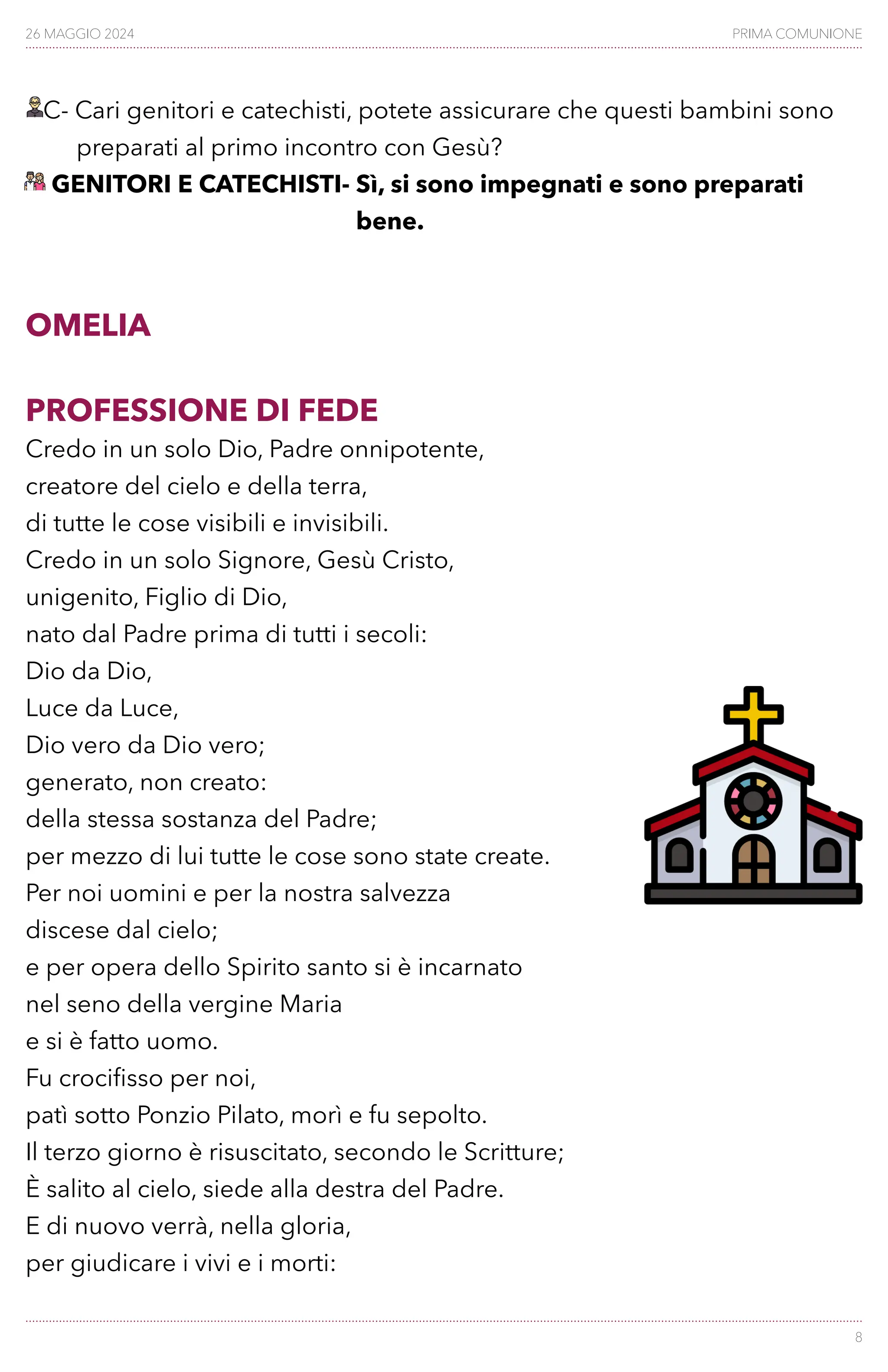 Prima Comunione Parrocchia di Santa Maria a Novoli - 26 maggio 2024 | PDF