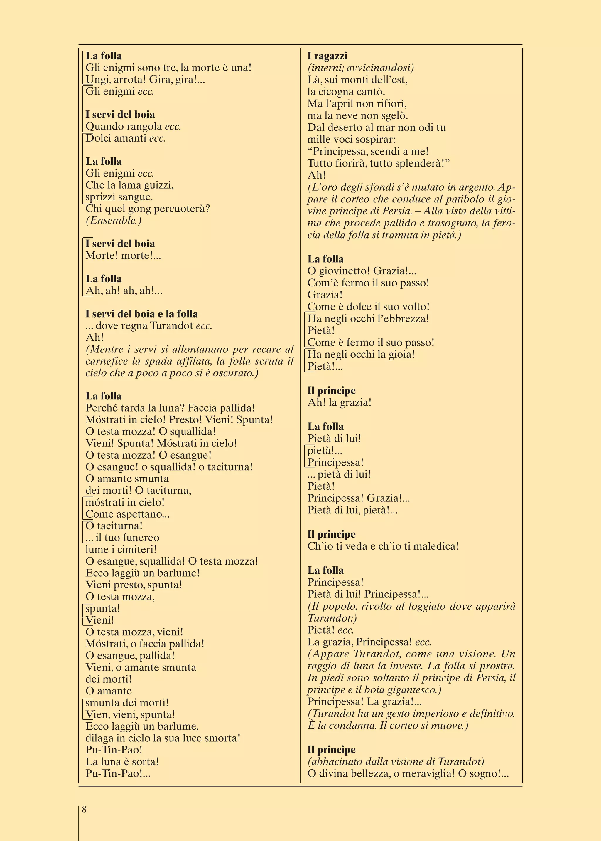 Turandot - Libretto partiscelte | PDF