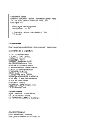 SOTO VERCHER M.M. "Enfermería Comunitaria y Escolar" | PDF