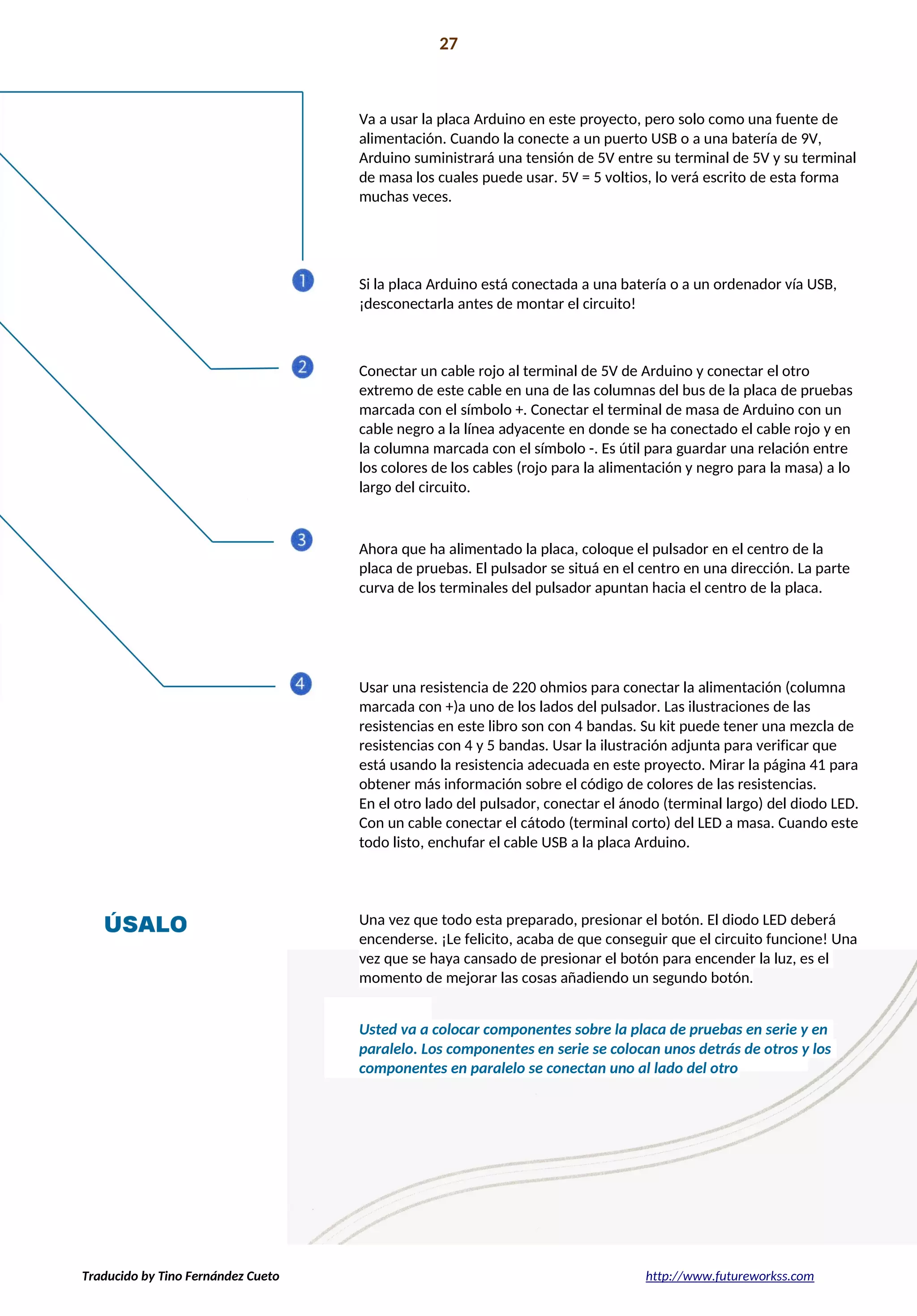 Libro de proyectos del kit oficial de Arduino en castellano completo ...