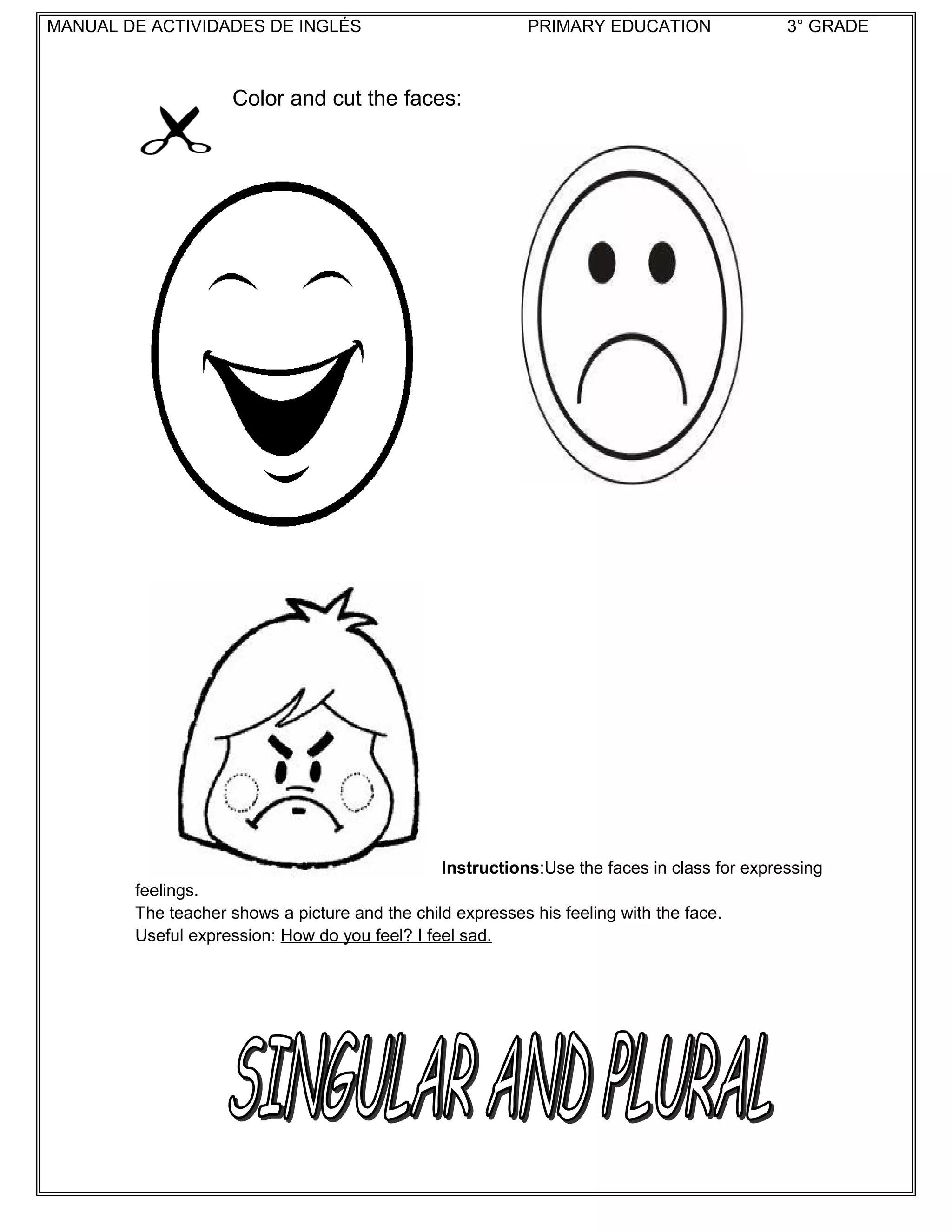 ENGLISH ACTIVITIES FOR 3° GRADE -Primary level | DOC