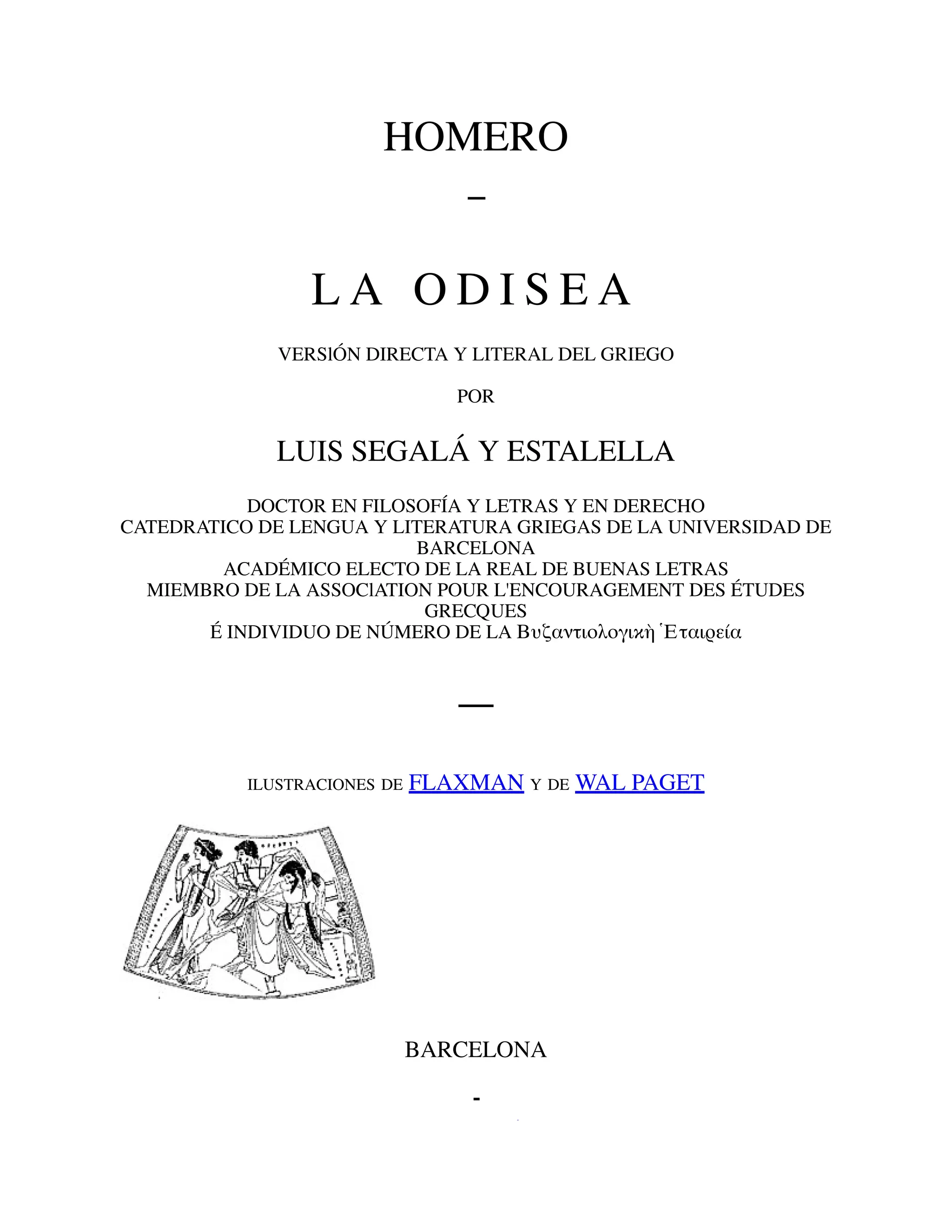 Libro La Odisea Homero, poema griego épico | PDF