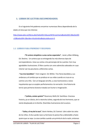 Libros de lectura recomendados | PDF