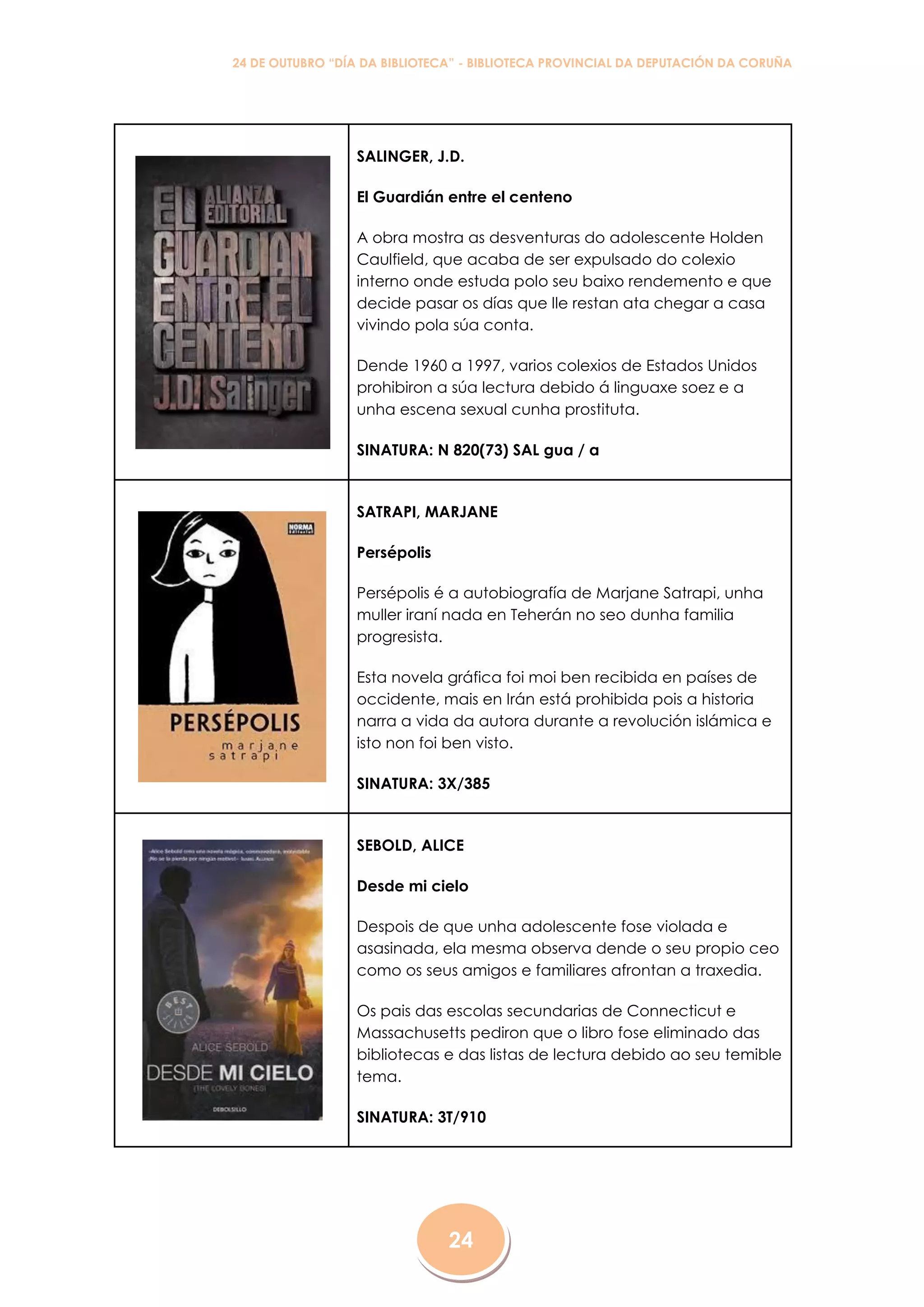 Libros prohibidos ao longo dos anos. Biblioteca Provincial da ...