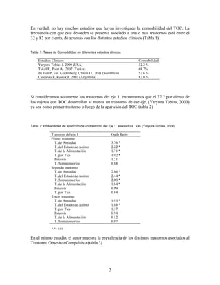 Trastorno Obsesivo Compulsivo: Comorbilidad y Diagnóstico Diferencial | PDF