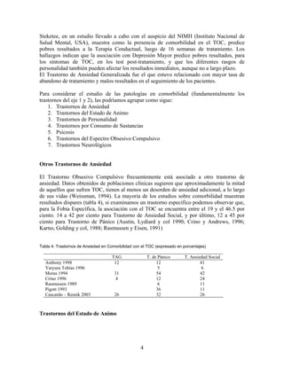 Trastorno Obsesivo Compulsivo: Comorbilidad y Diagnóstico Diferencial | PDF