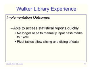 Libstats: Demo and Overview | PDF