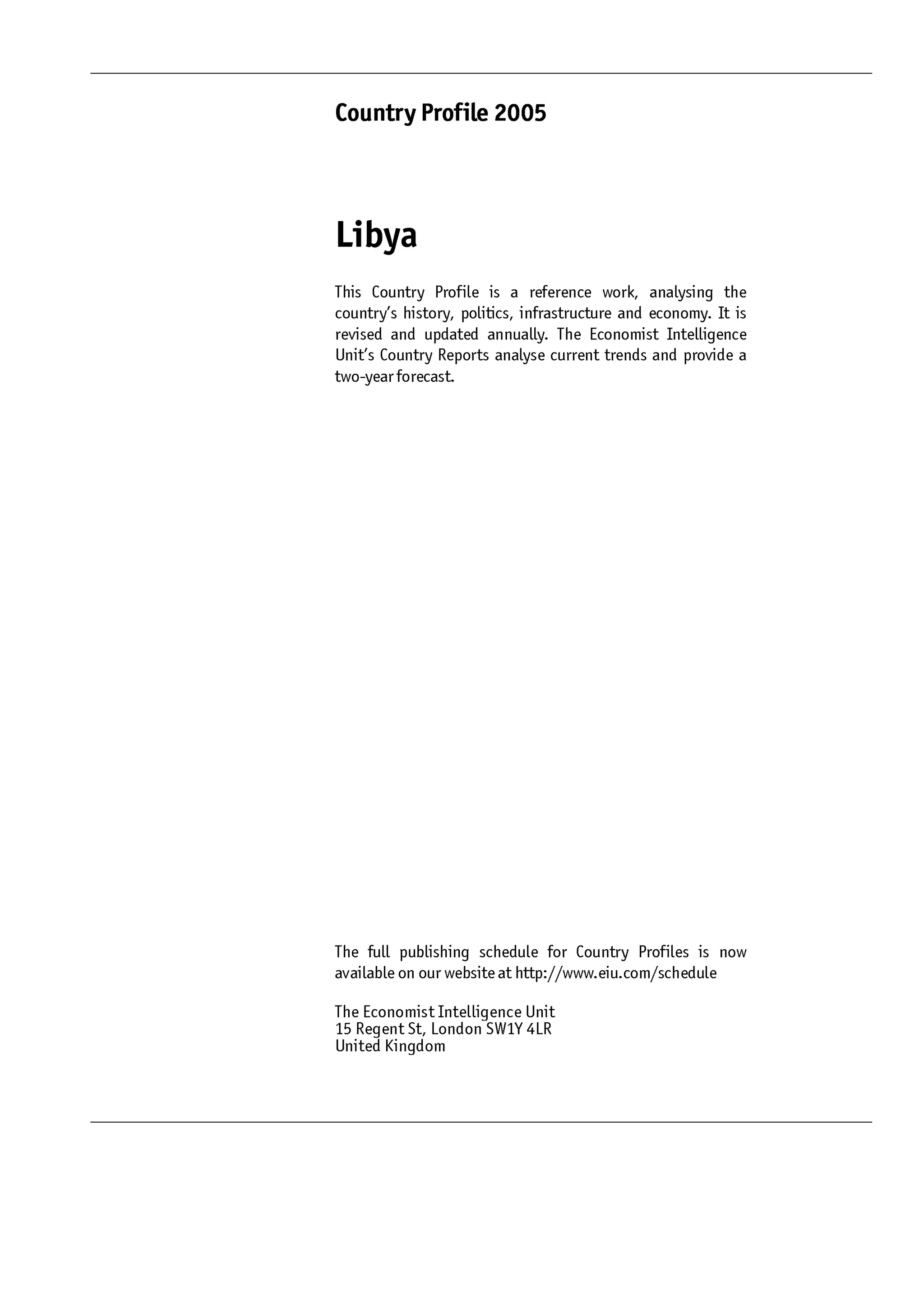 Libya - Country Profile 2005 | PDF