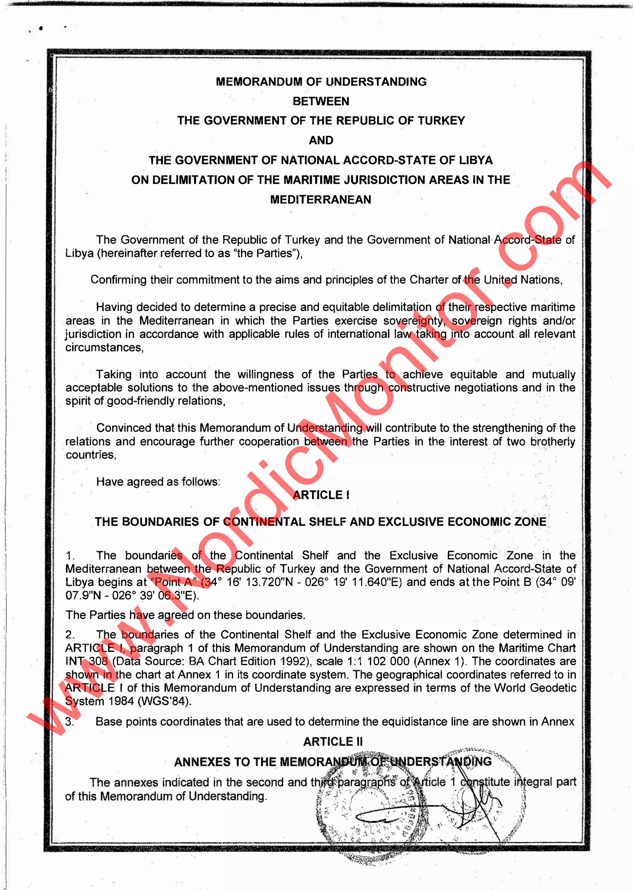 Turkey-Libya MOU | PDF