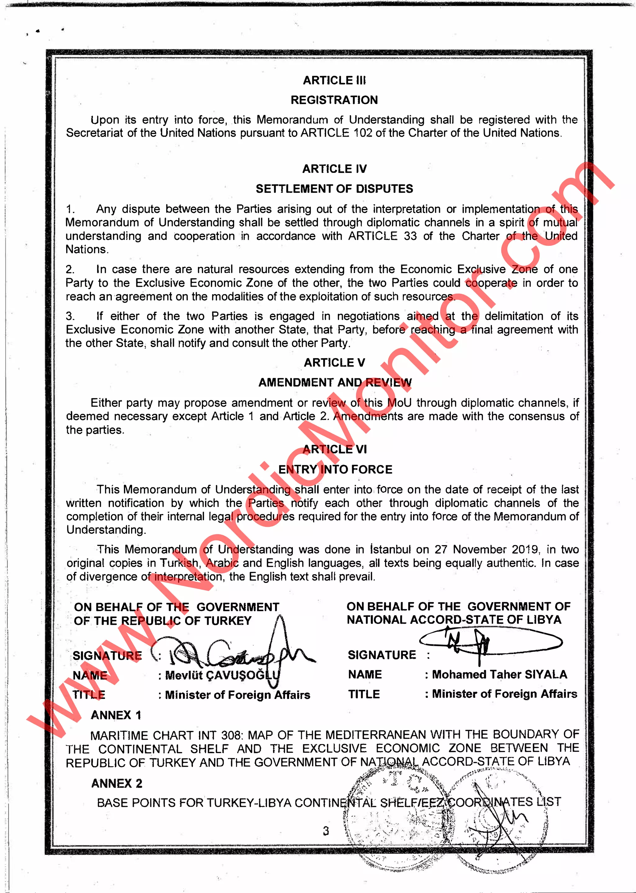 Turkey-Libya MOU | PDF