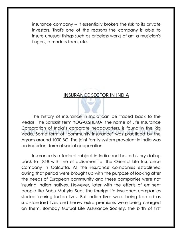 Lic And Insurance History | PDF | Life Insurance | Insurance