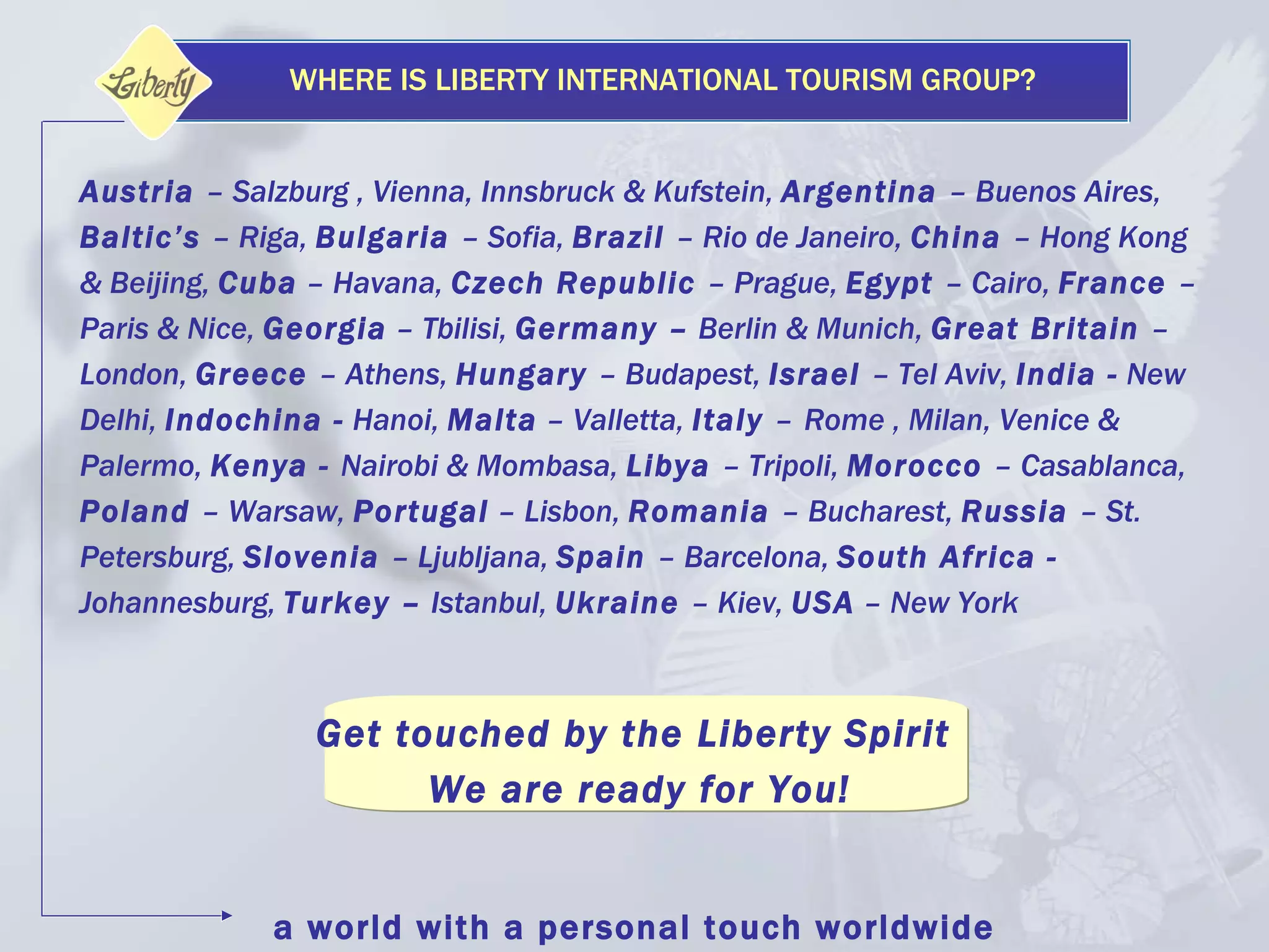 Liberty International Tourism Group - MICE | PPT | Europe Travel | Travel Locations