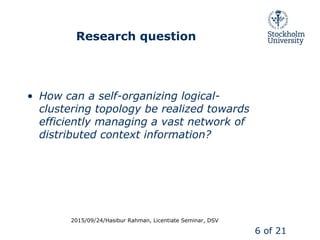 Self-Organizing Logical-Clustering Topology for Managing Distributed Context Information | PPT