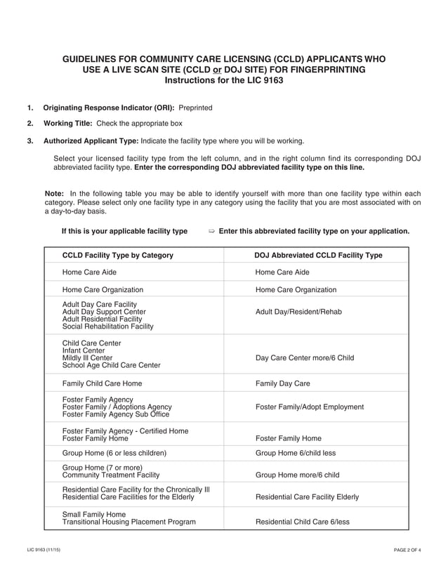 Lic 9163 Request for Live Scan Service Blank Form | PDF | Daycare and ...