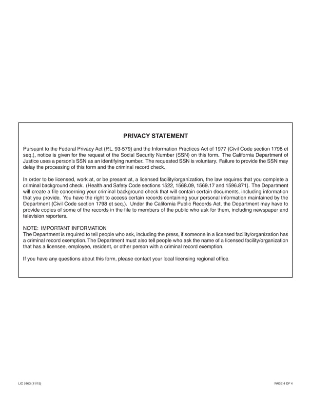 Lic 9163 Request for Live Scan Service Blank Form | PDF | Daycare and ...