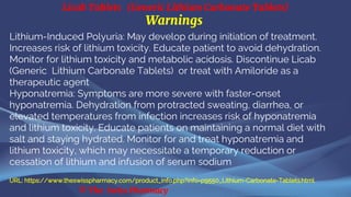 Licab Tablets (Generic Lithium Carbonate Tablets) | PDF