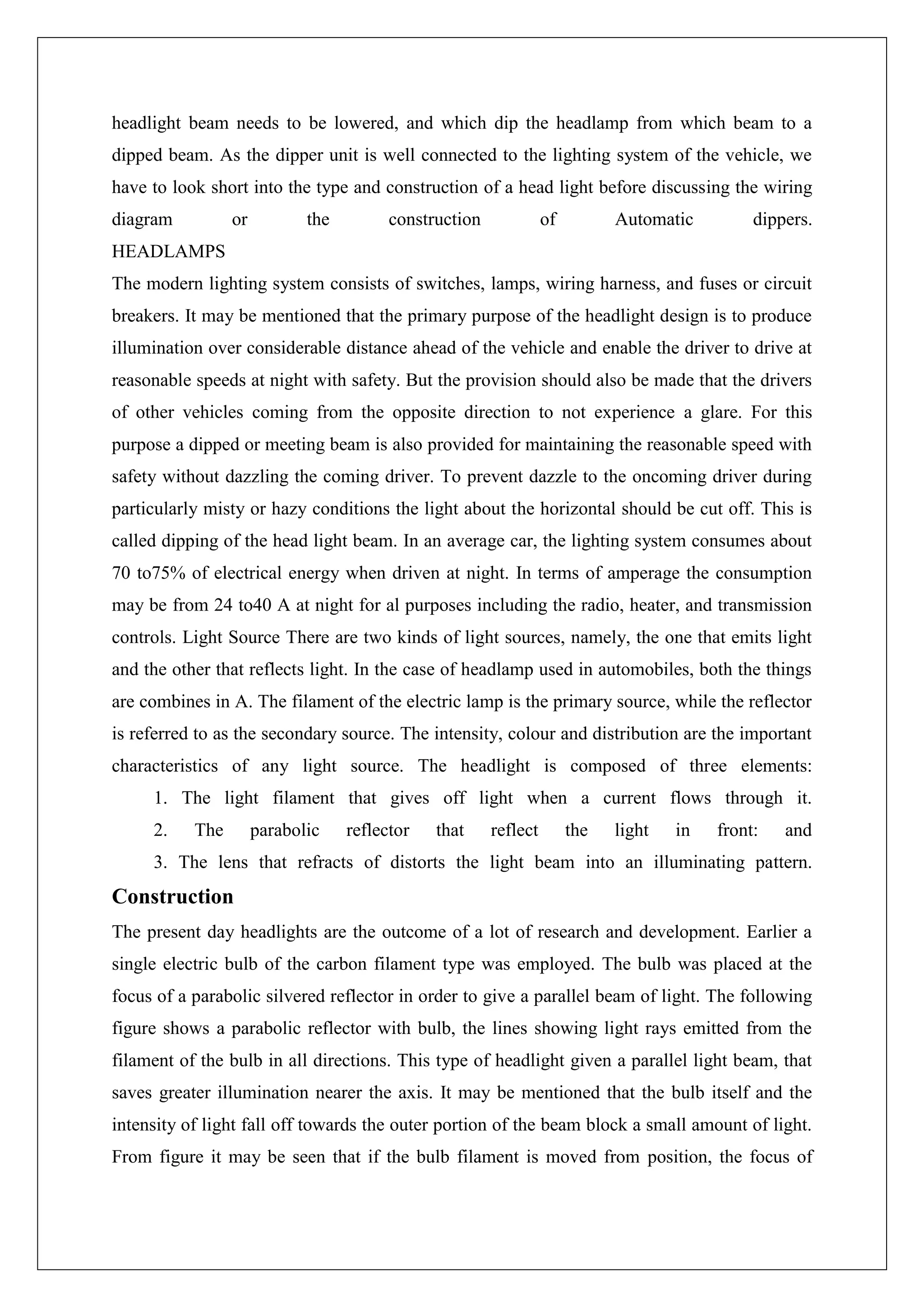 AUTOMATIC HEAD LIGHT DIMMERS | DOCX