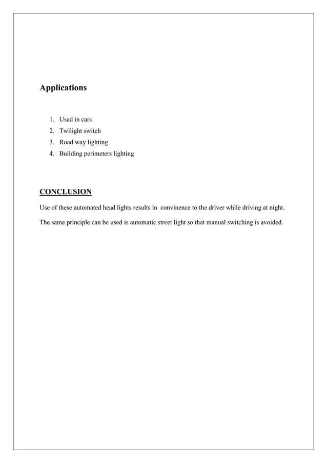 AUTOMATIC HEAD LIGHT DIMMERS | DOCX | Consumer Electronics | Technology & Computing