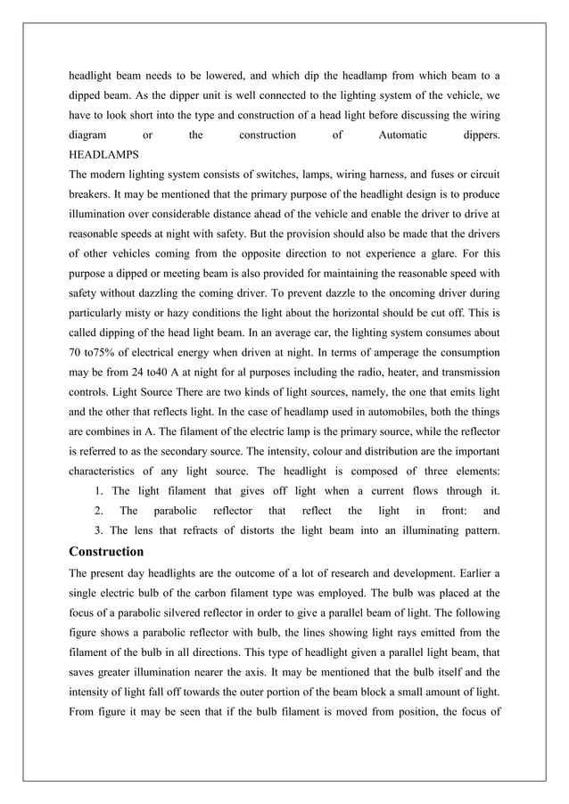 AUTOMATIC HEAD LIGHT DIMMERS | DOCX | Consumer Electronics | Technology & Computing