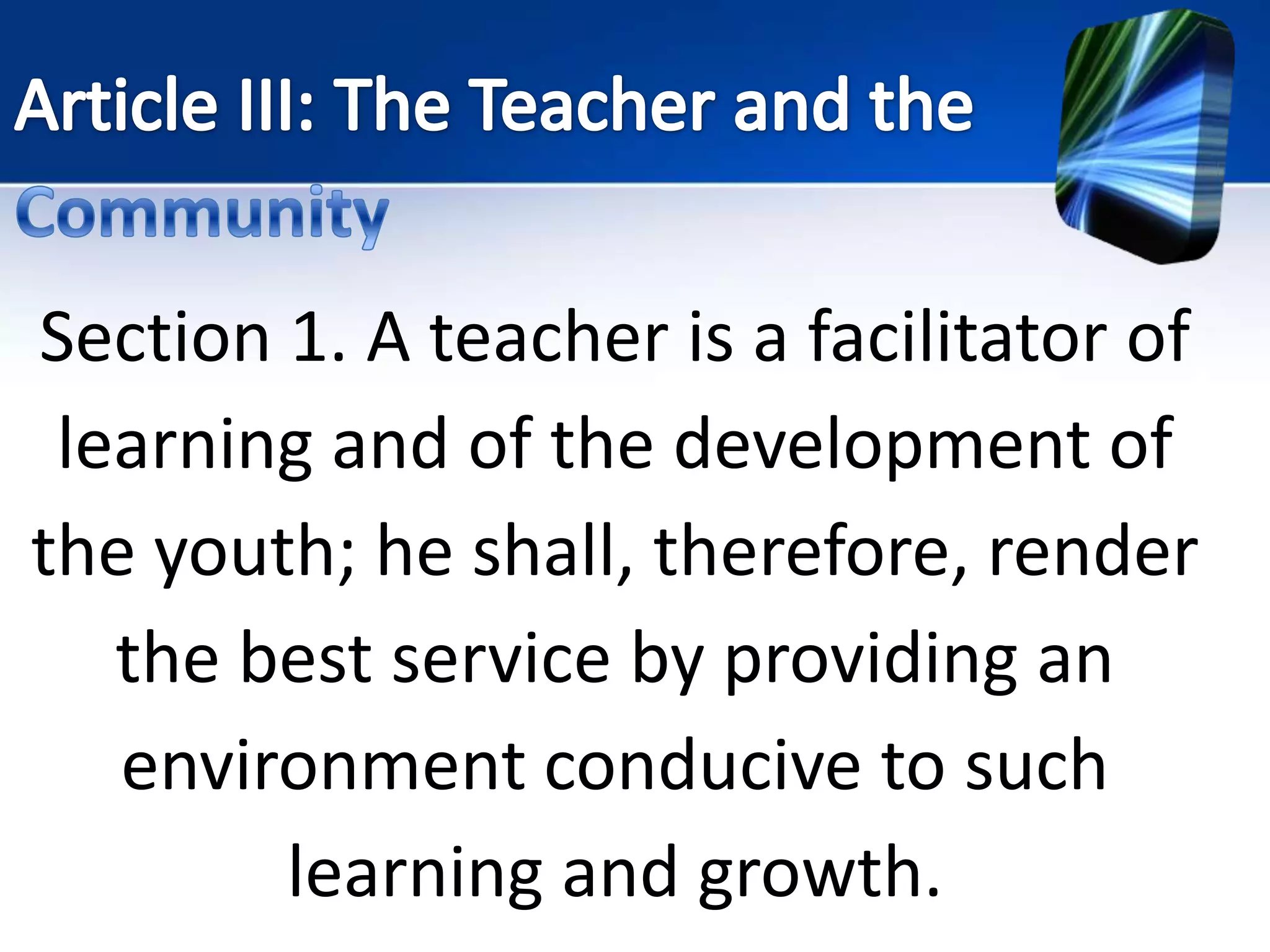 code of ethics for professional teacher | PPTX