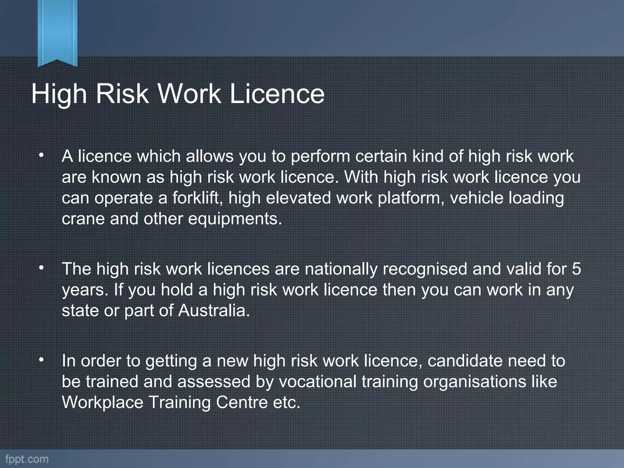 Licences for high risk work | PPT