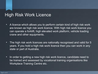 Licences for high risk work | PPT