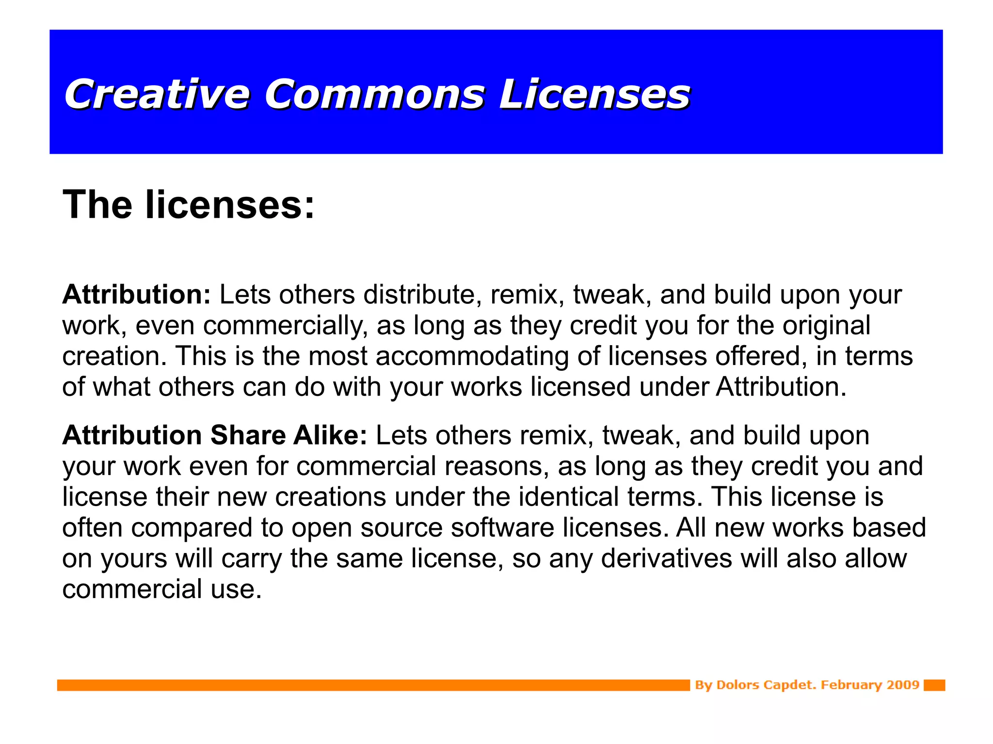 IPT692R: Creative Commons Licenses | PPT