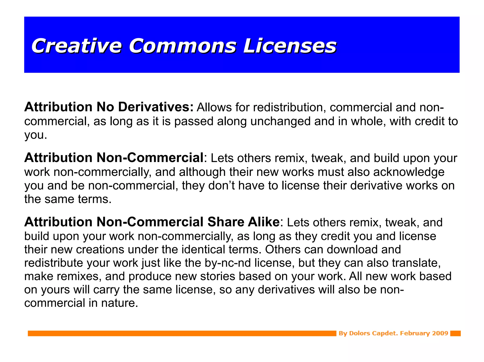 IPT692R: Creative Commons Licenses | PPT