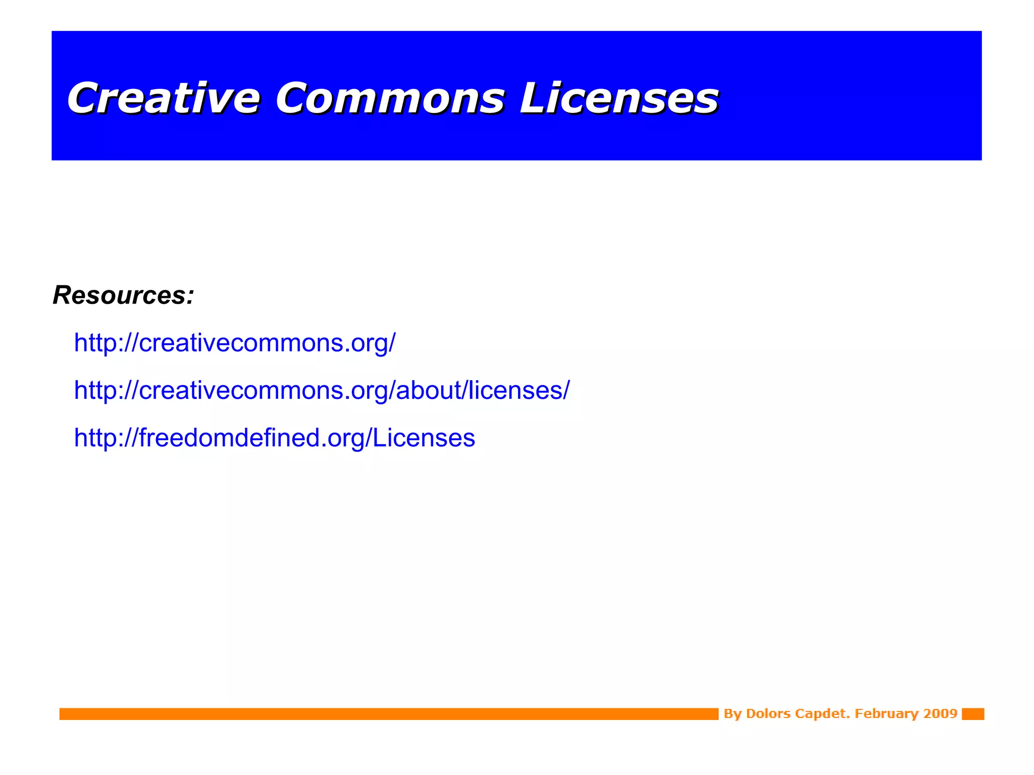 IPT692R: Creative Commons Licenses | PPT