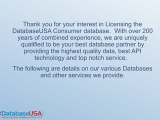 Database USA License Overview | PPT