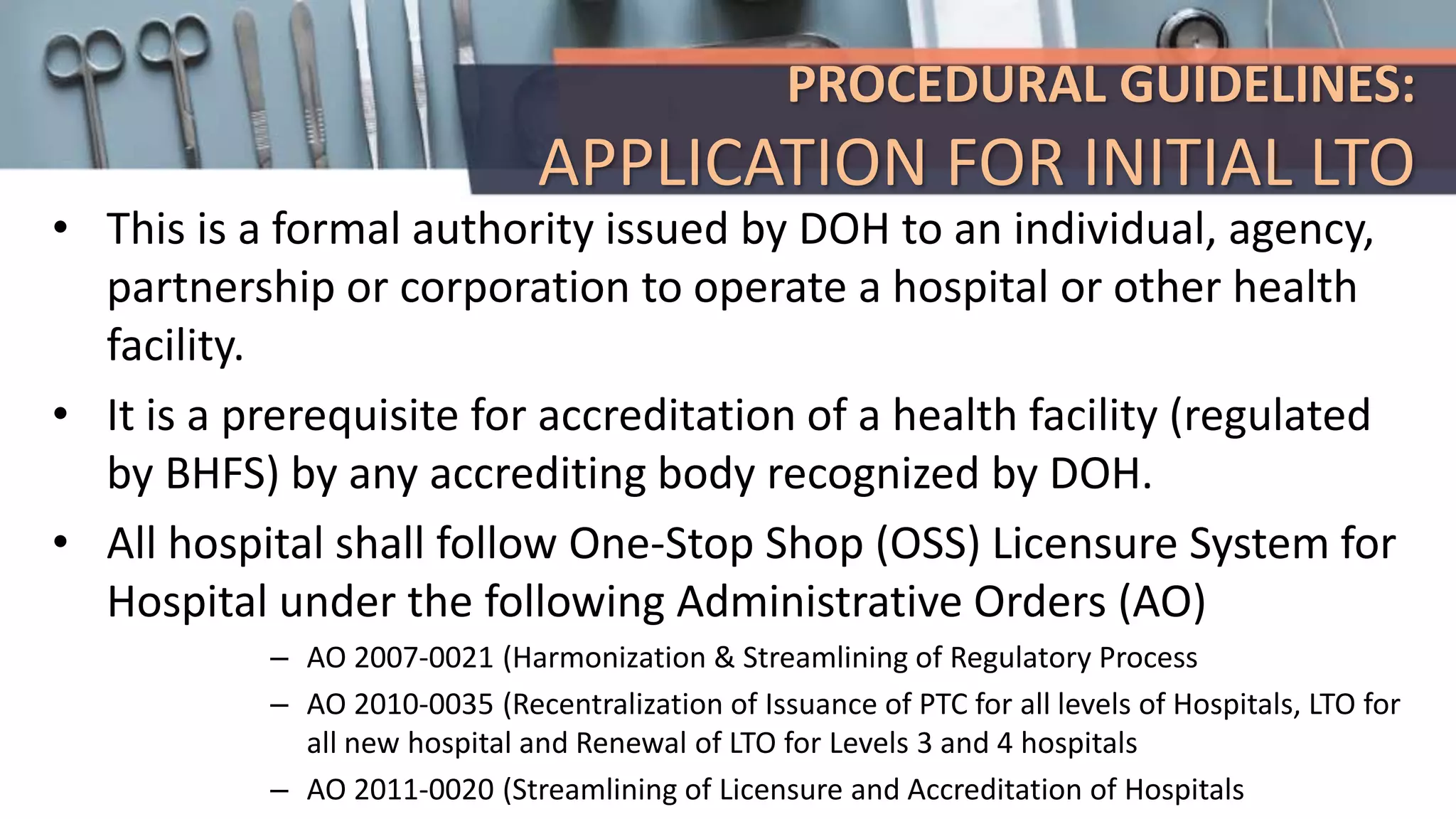 Licenses and standardization of hospitals | PPTX