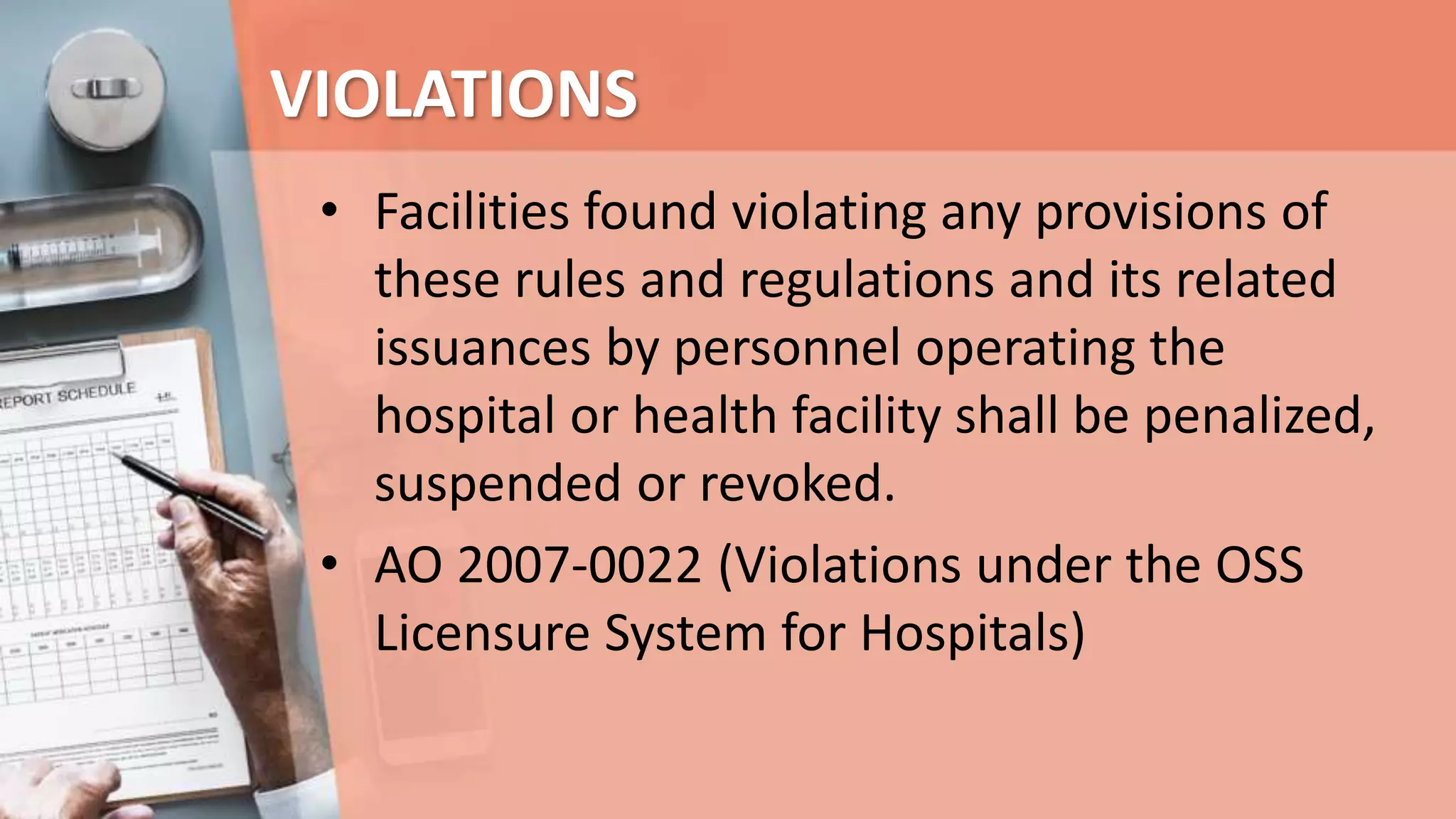 Licenses and standardization of hospitals | PPTX