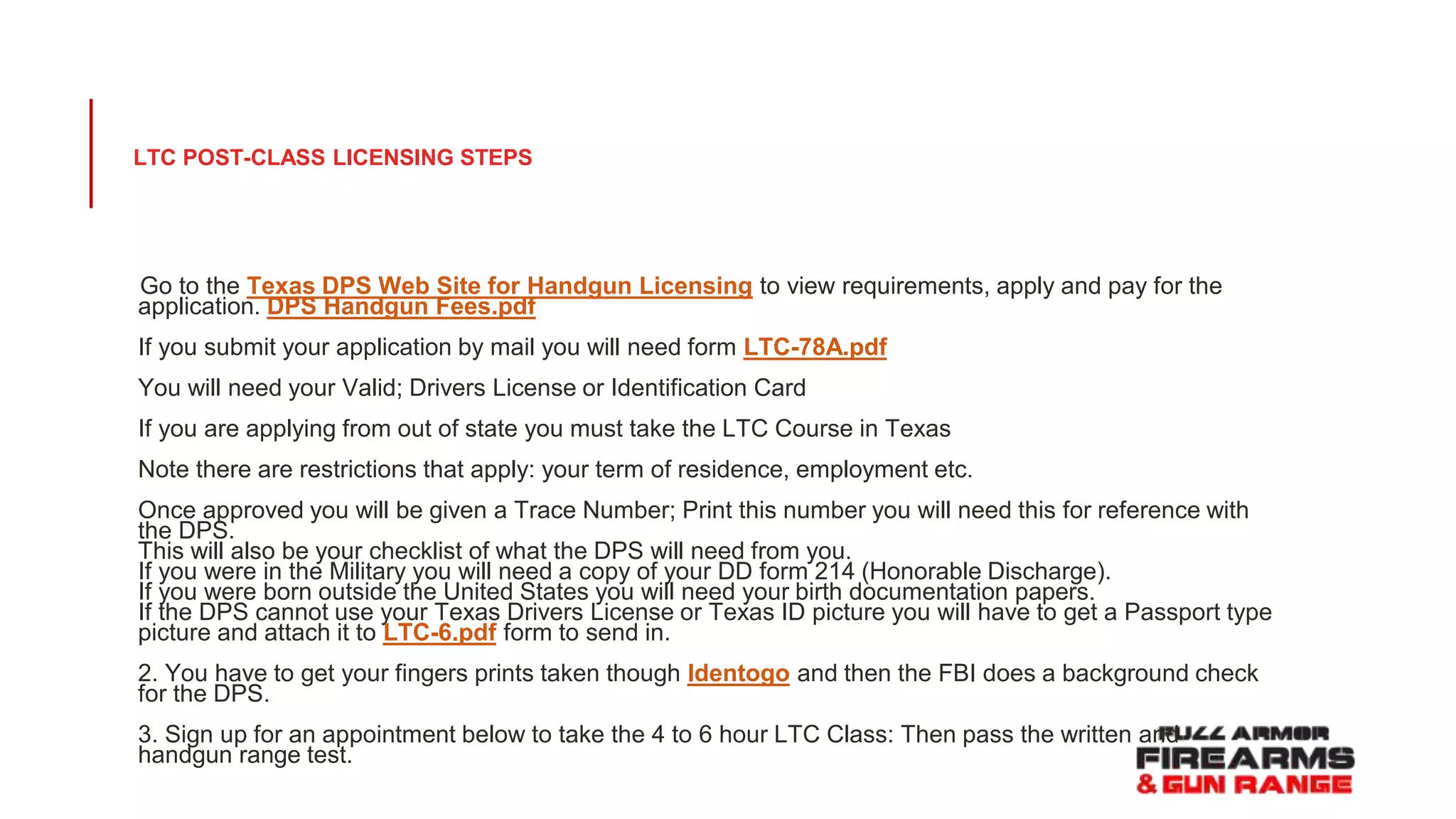 License to carry Full Armor gun range slideshow | PPT