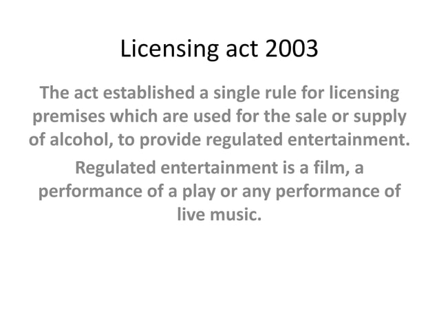 Licensing act 2003 | PPT
