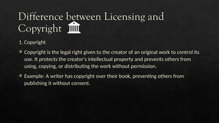 LICENSING AND COPYRIGHT FOR CLASS 12 IP.pptx. | PPTX