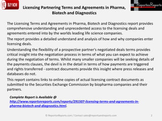 Licensing partnering terms and agreements in pharma, biotech and ...