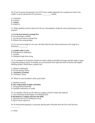 Licensure examination for teachers | DOCX