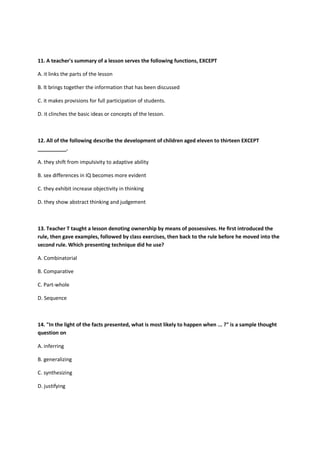 Licensure examination for teachers set 2 part 1 | PDF