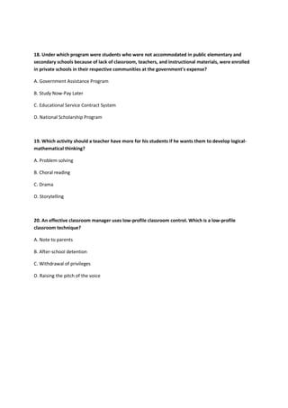 Licensure examination for teachers set 2 part 1 | PDF