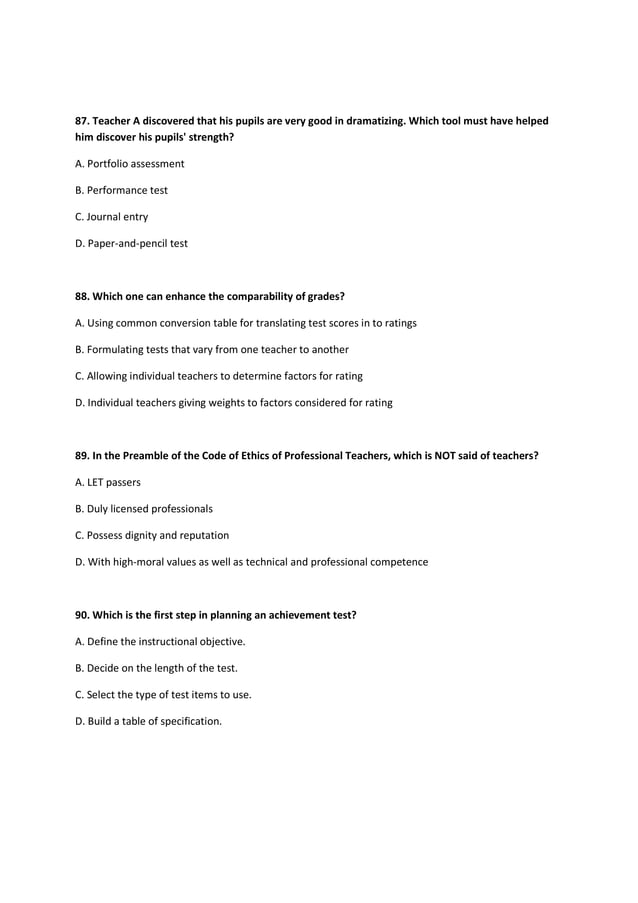 Licensure examination for teachers set 2 part 4 | PDF