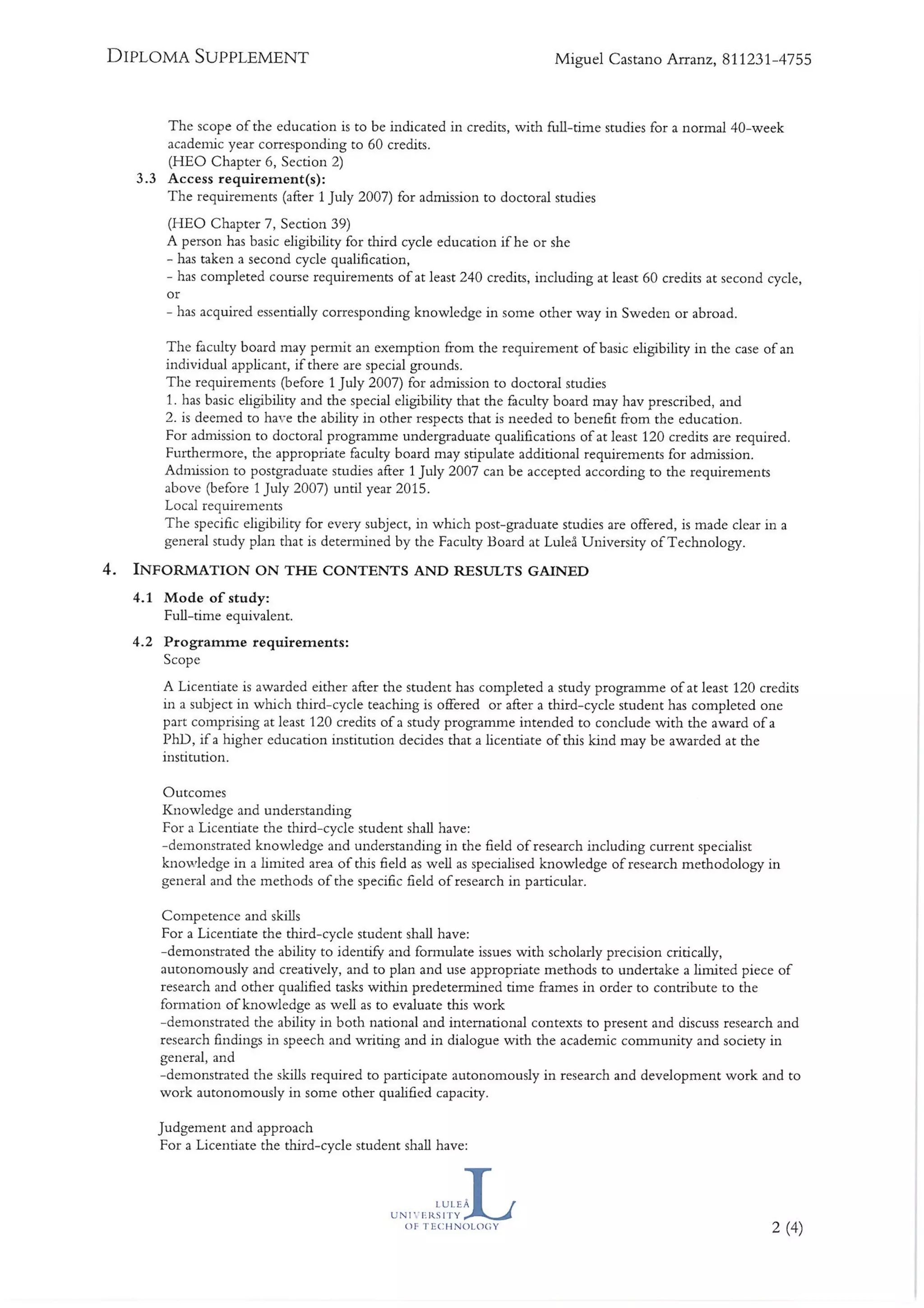 Licentiate diploma | PDF