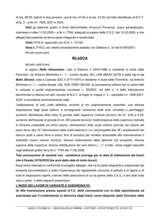 Licenza edilizia in variante 2009 ce n.14 del 15 5 rallo alessandro e ...