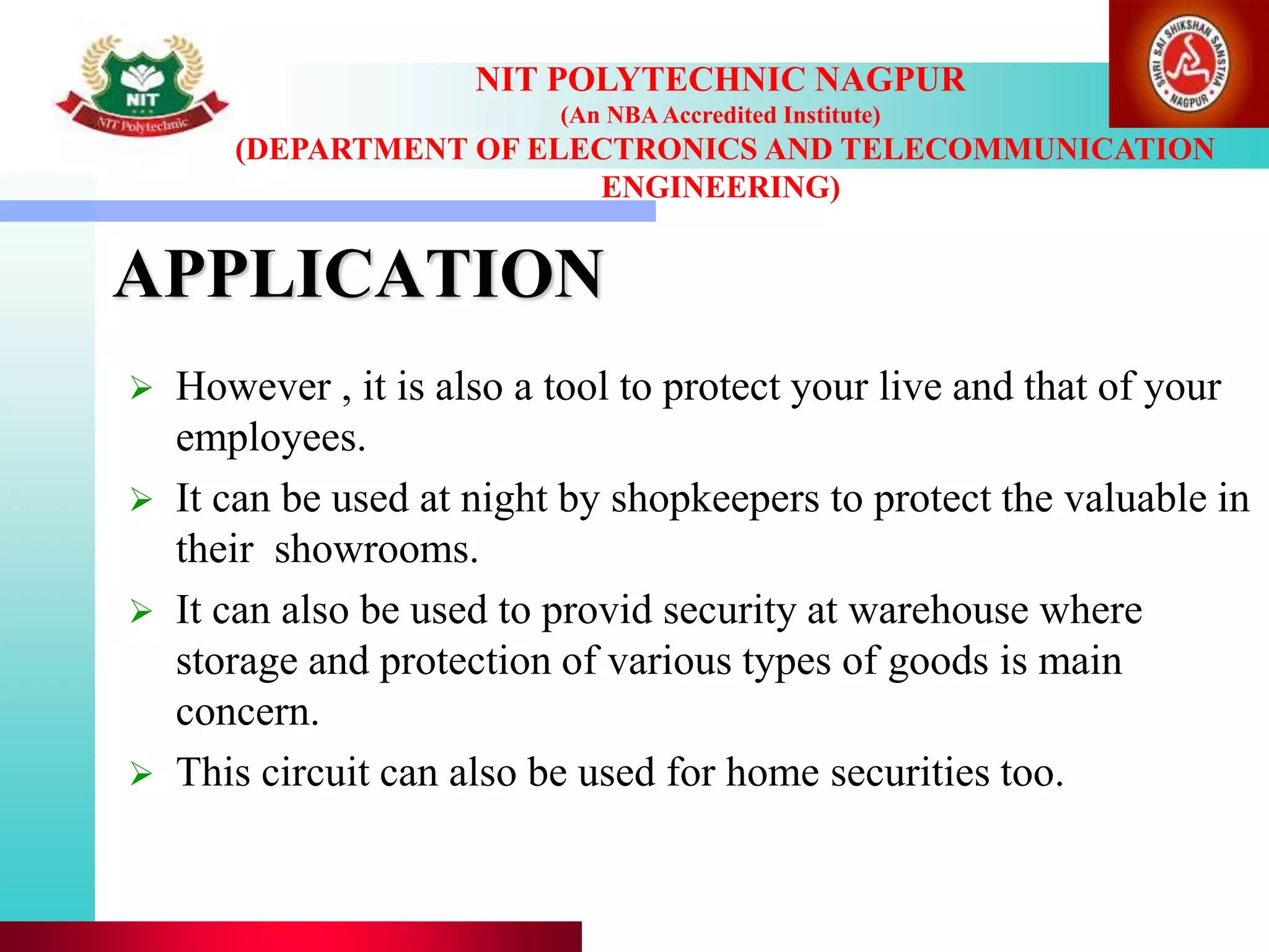 Develop a shadow sensor alarm using IC 741 | PPTX