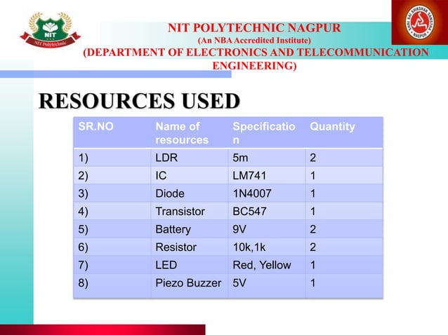 Develop a shadow sensor alarm using IC 741 | PPTX | Home Security ...