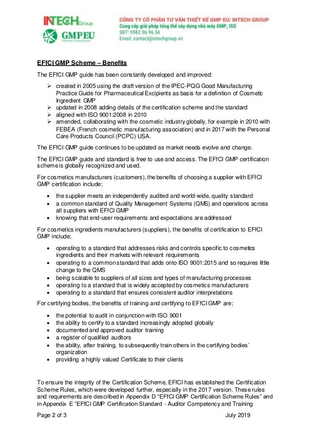 Lợi ích của tiêu chuẩn EFfCI cho nguyên liệu mỹ phẩm | DOCX