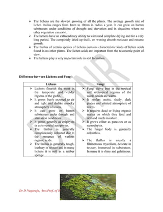 Lichen General Characters by Dr D.Nagaraju | PDF