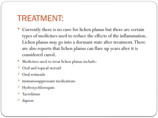 LICHEN PLANUS.presentation ( Skin dieases in deramatology) | PPTX
