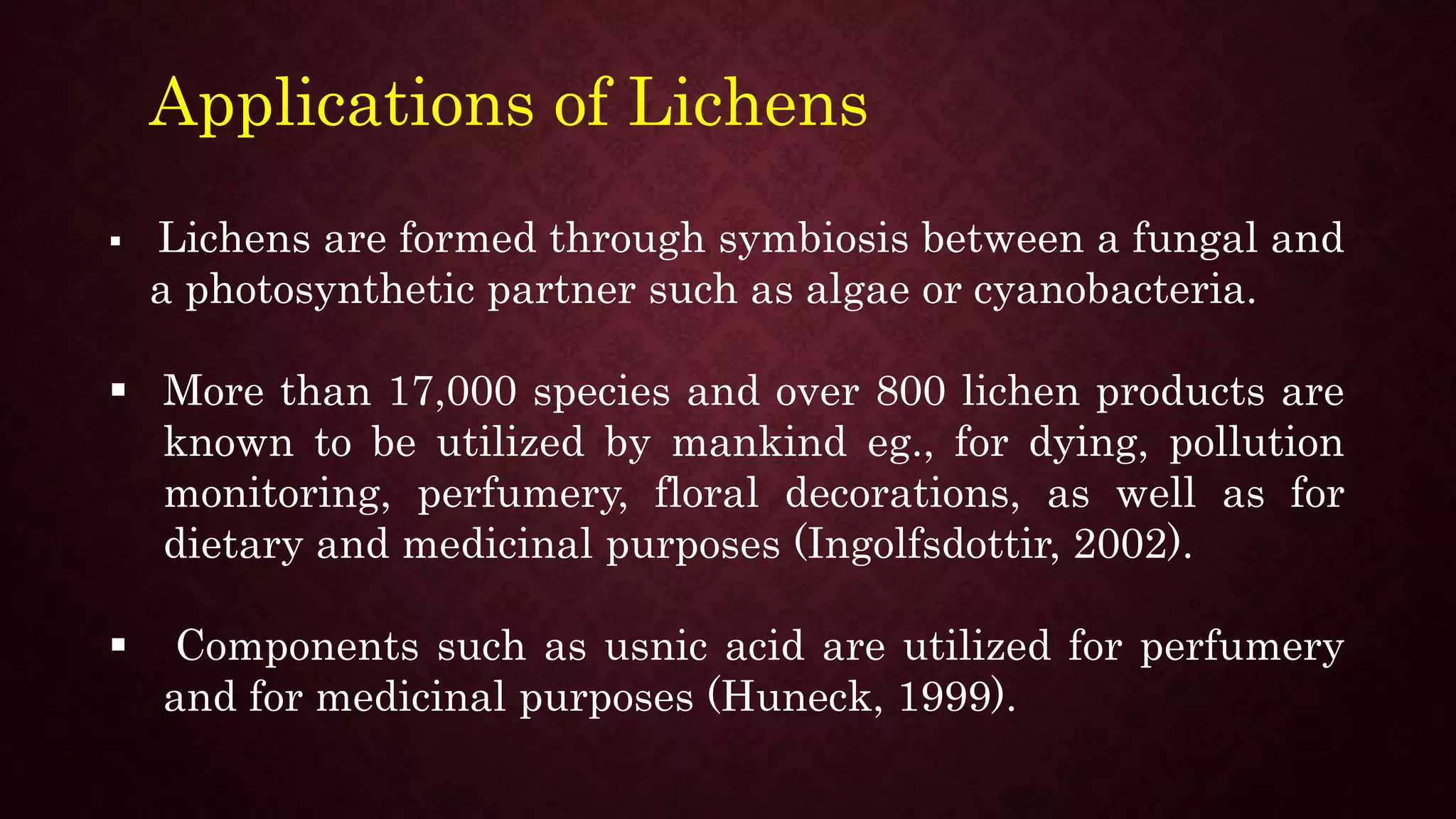 Lichens main features & their applications | PPTX
