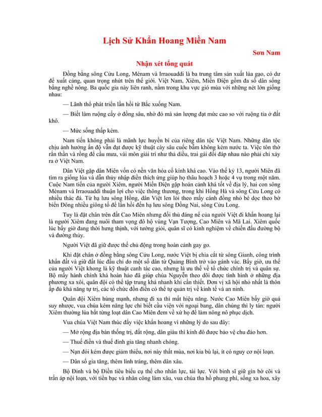 Lich su khan hoang mien nam (son nam) | PDF